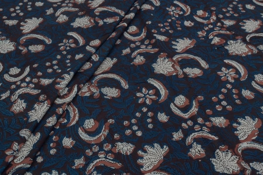 Pure Cotton Bagru Handblock Printed Fabric - AvagataSara