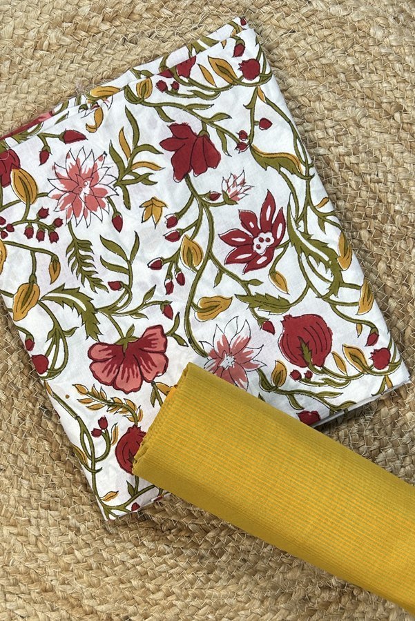 PreCut-Set 2.25m(Pastel Top) and 2.24m(Mangalgiri Stripe Bottom) Cotton ...